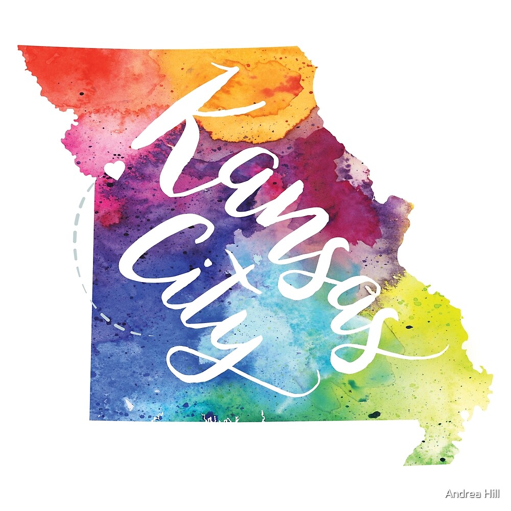 "Missouri Watercolor Map - Kansas City Hand Lettering " by Andrea Hill ...