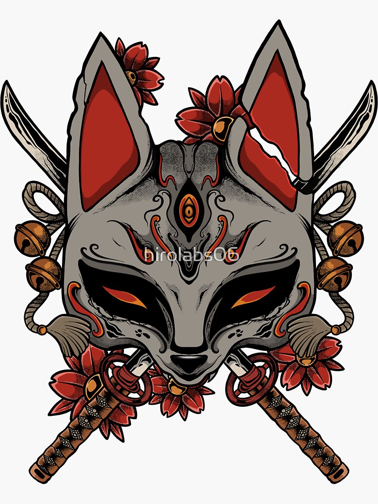 "Japanese Kitsune" Sticker for Sale by hirolabs06 | Redbubble