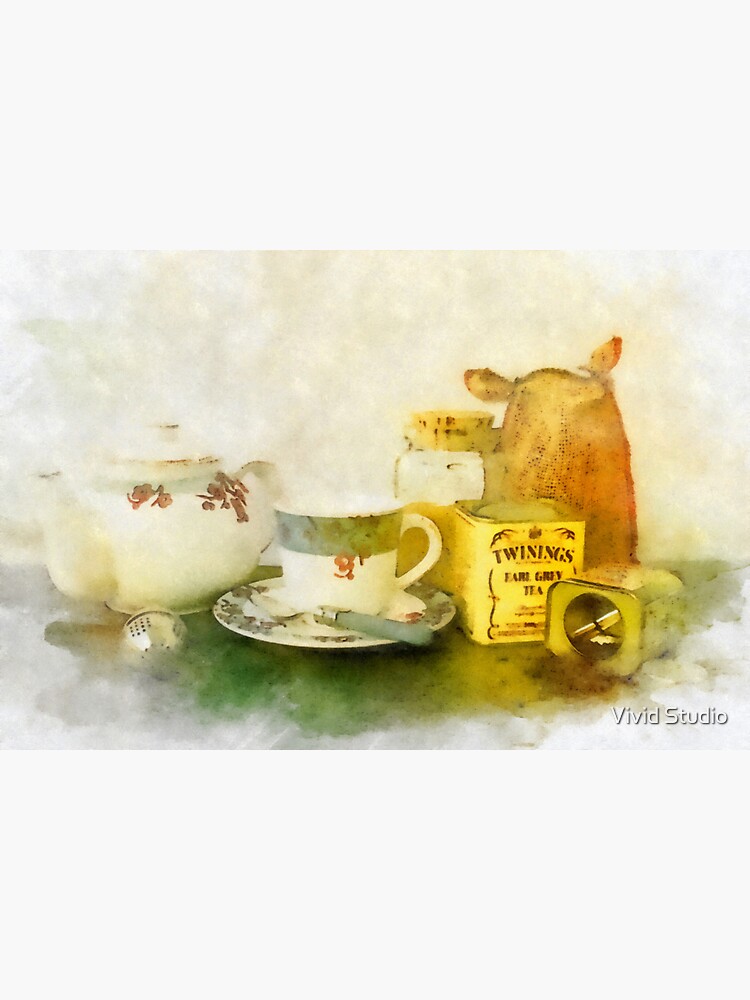 "Tea time.Still life. Digital watercolor painting" Sticker for Sale by ...