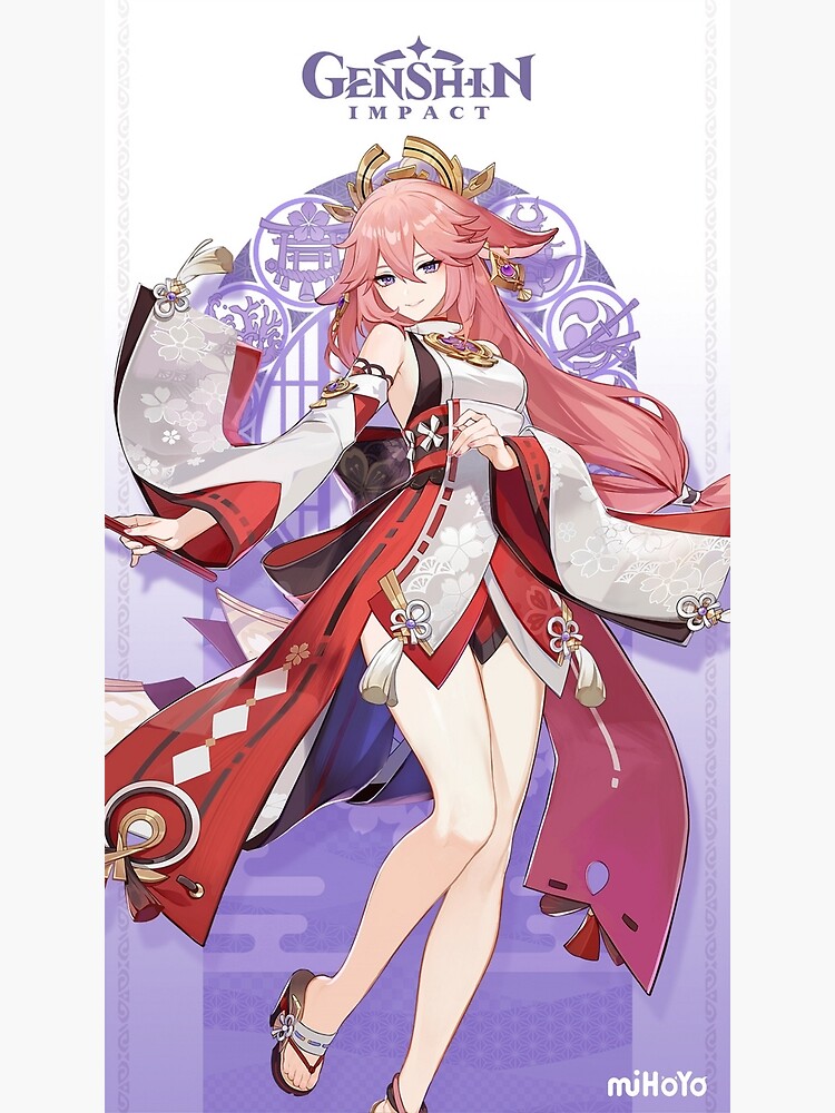 Lámina metálica «Impacto de Yae Miko Genshin» de Mini-PuniArt | Redbubble