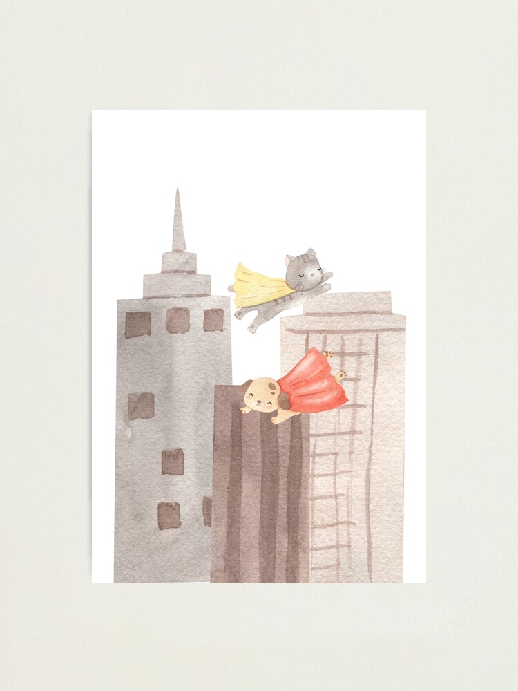 "Fliegende Superhelden-Katze und Hund" Fotodruck von creativecfi ...