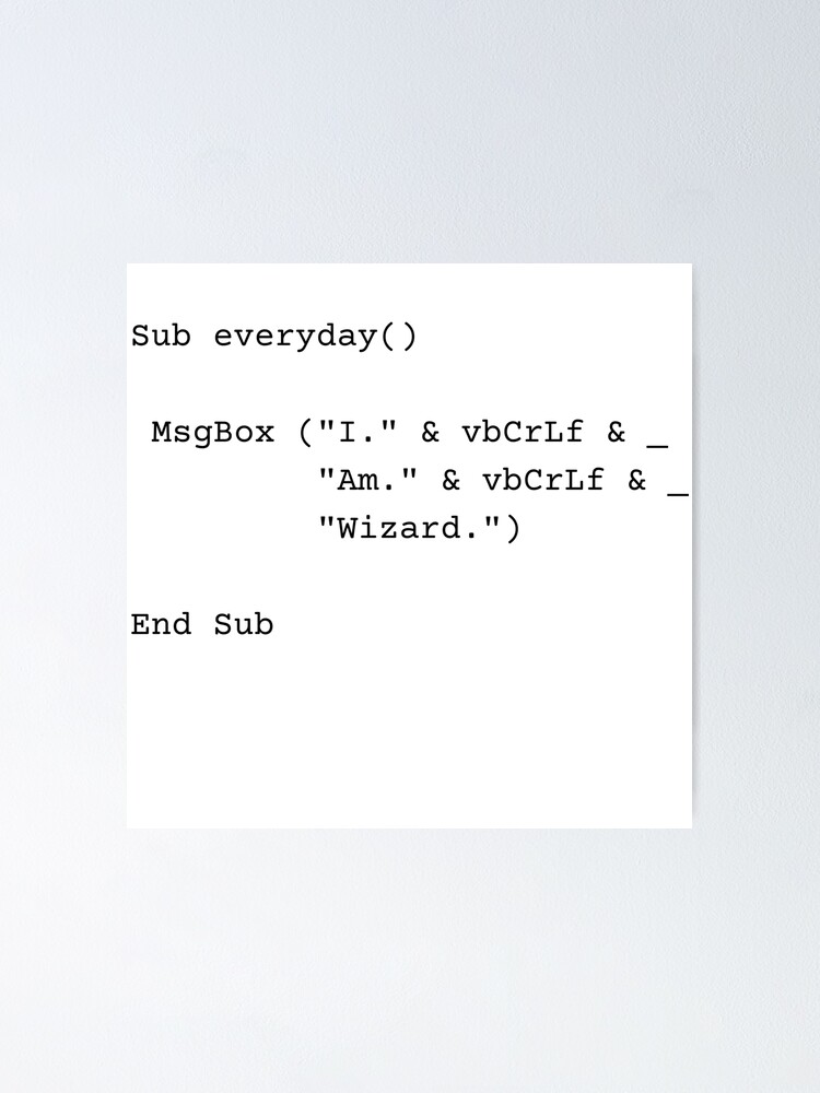 "Excel - Visual Basic Design" Poster for Sale by Pixelofpaper | Redbubble