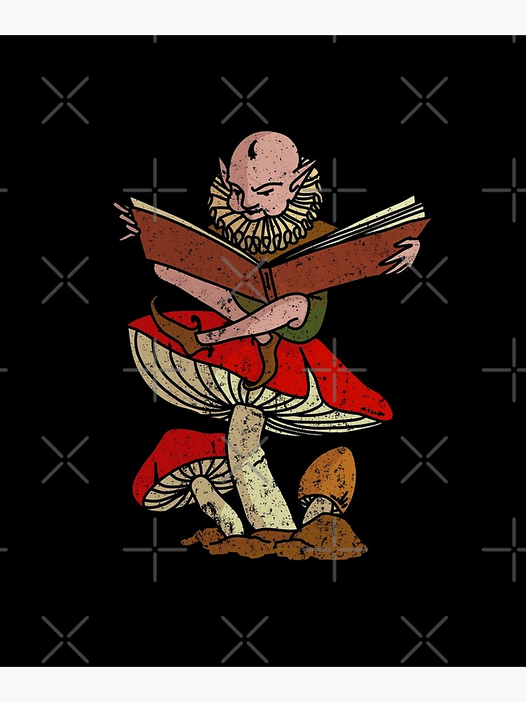 "Goblin Reading Book On Mushroom Goblincore And Cottagecore T-Shirt ...