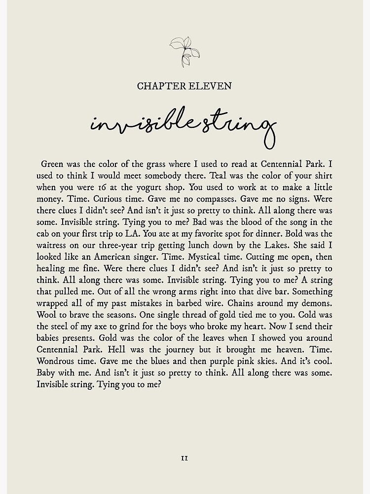 "Invisible String Lyrics" Art Board Print for Sale by queseraseraa ...