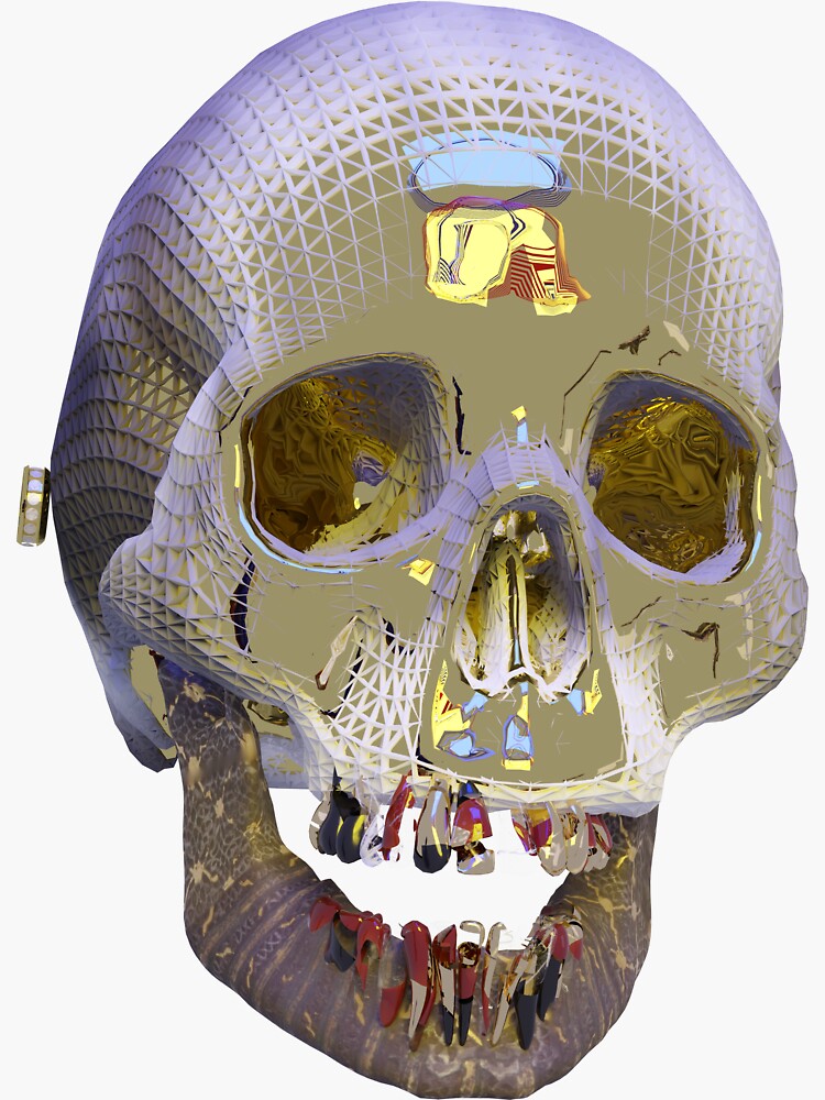 "the future skull, golden one" Sticker by URIG-DigitalArt | Redbubble