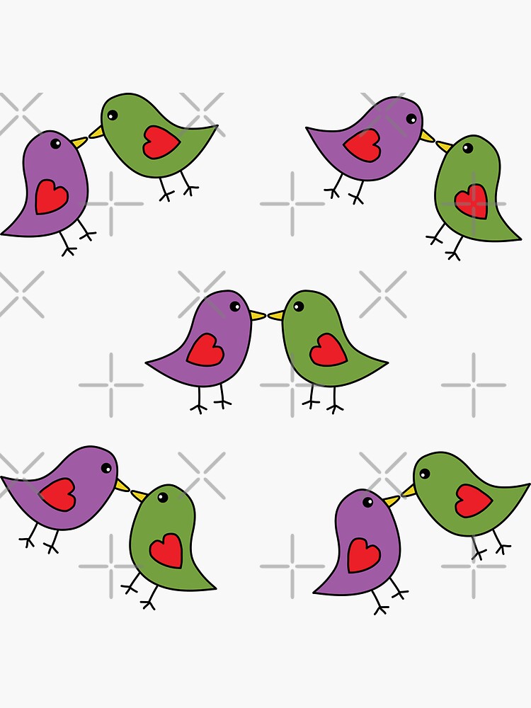 "Cute Love Birds Sticker Pack" Sticker for Sale by DanandDee | Redbubble