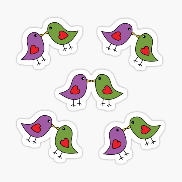 "Cute Love Birds Sticker Pack" Sticker for Sale by DanandDee | Redbubble