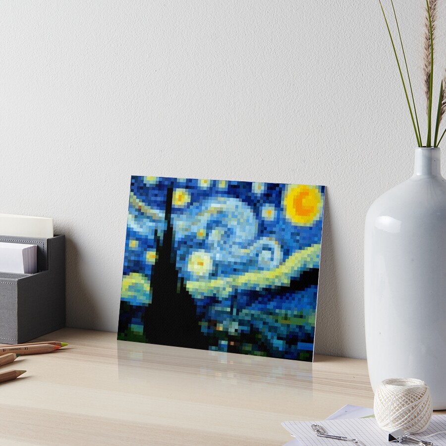 "8 bit Starry night painting " Art Board Print by AdiDsgn | Redbubble