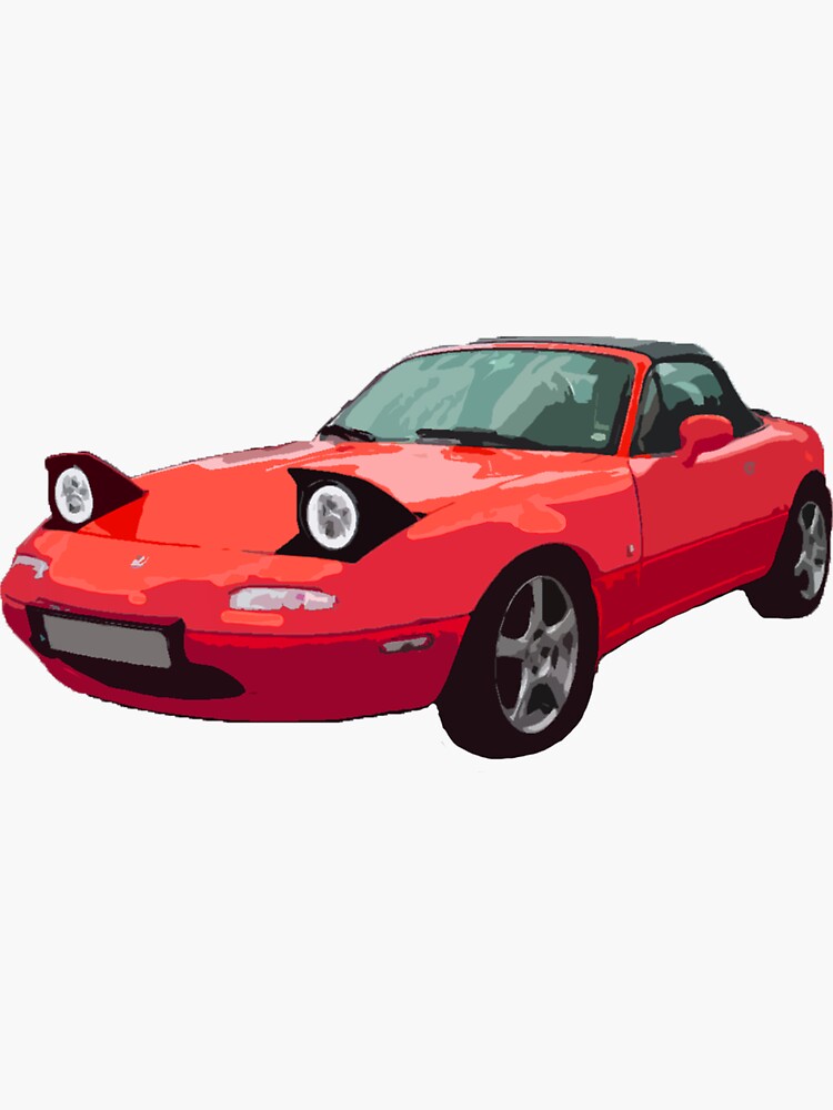 "Miata red minimalistic cartoon" Sticker by Bakks | Redbubble