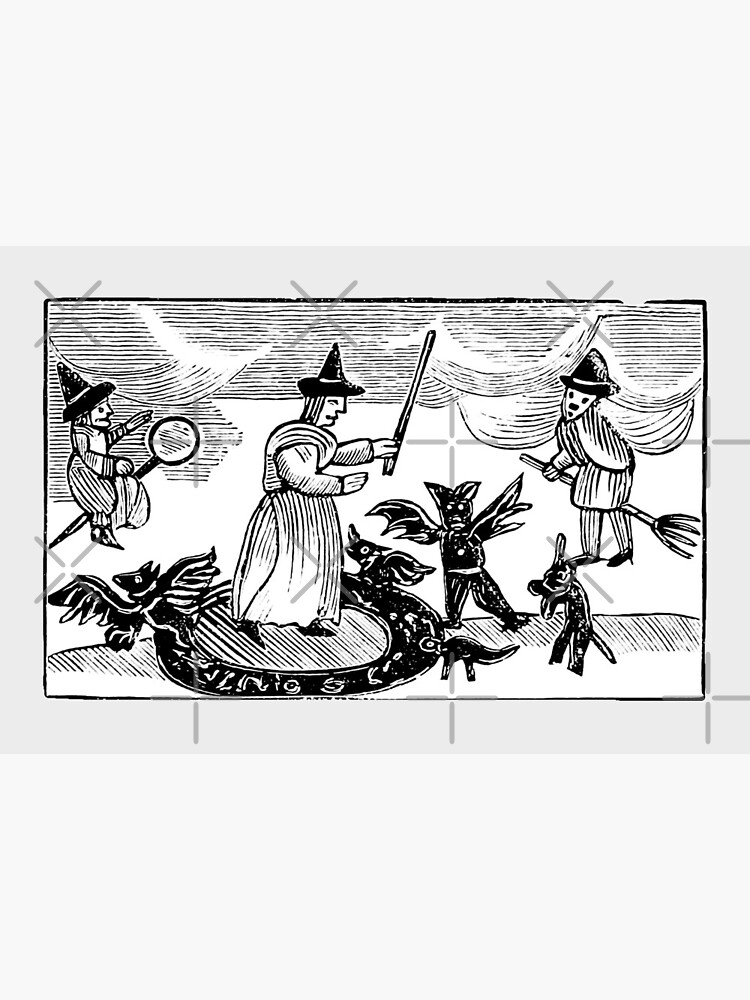 "VVitch Woodcut - Medieval Witch, Witchcraft Sticker, Mediaevel Witches ...