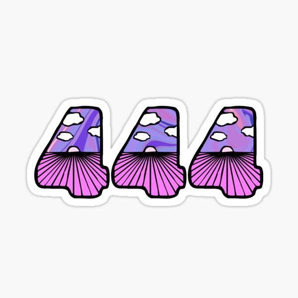 "444 Angel Numbers Sunset Typography Lettering" Sticker by hannahvira ...