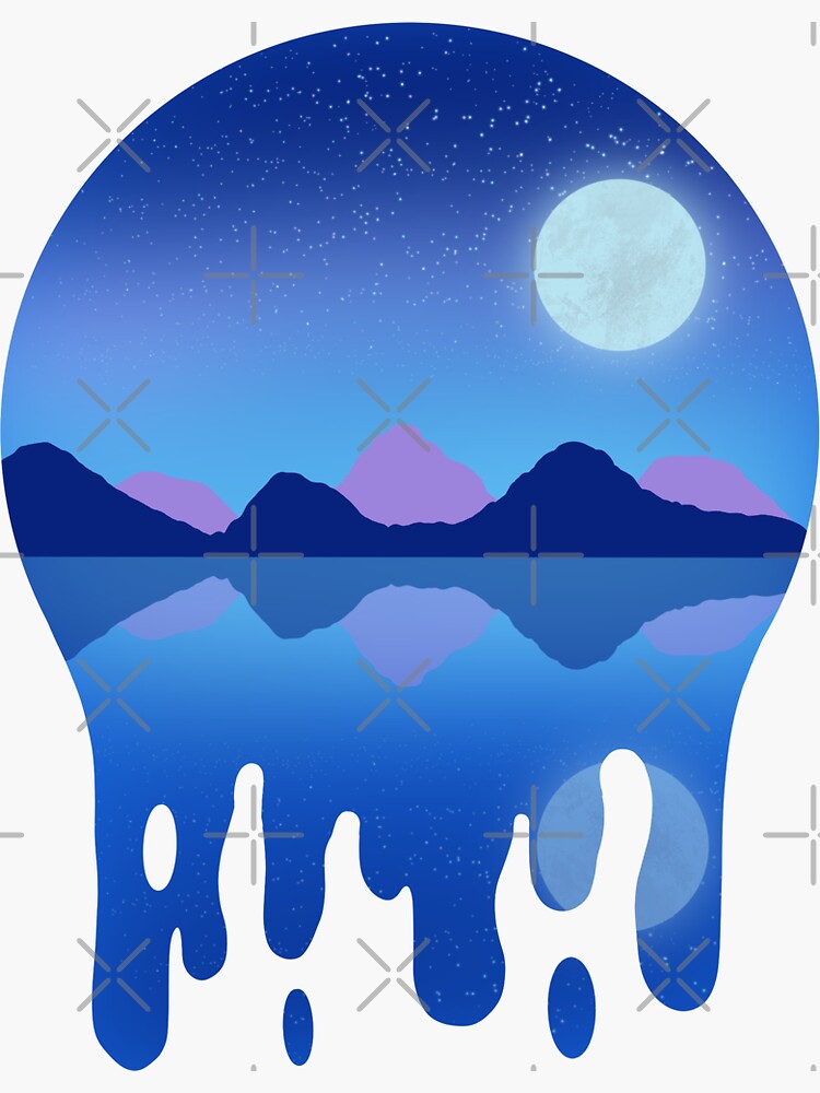 "Dripping moon landscape" Sticker by Carlamoreno | Redbubble