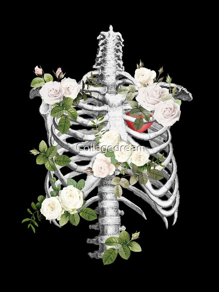 "Anatomy, ribcage, rib cage,skeleton white roses" iPhone Case for Sale ...