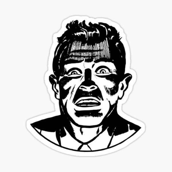 "Comic scared face" Sticker for Sale by ProjectMirai | Redbubble
