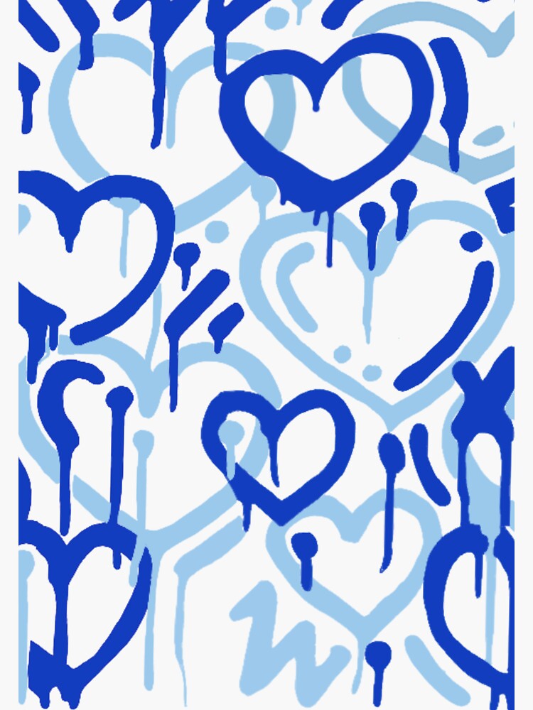 "blue drippy hearts" Sticker for Sale by carinadaviss | Redbubble