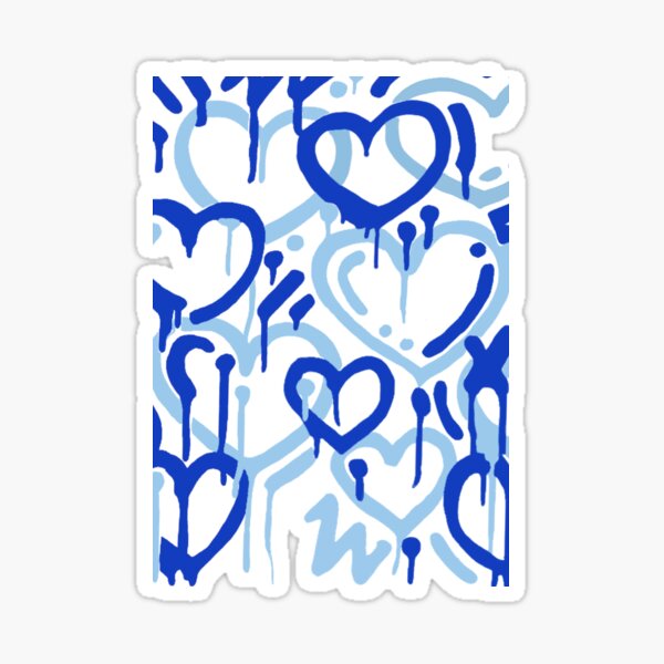"blue drippy hearts" Sticker for Sale by carinadaviss | Redbubble