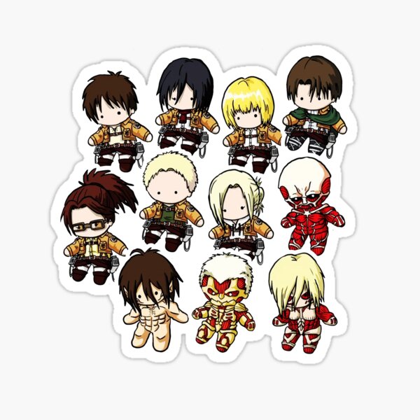 "Attack on Titans SNK charcaters" Sticker by Bezzlies | Redbubble