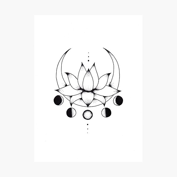 "Sailor Moon Inspired Lotus Flower & Crescent Moon Line Art ...