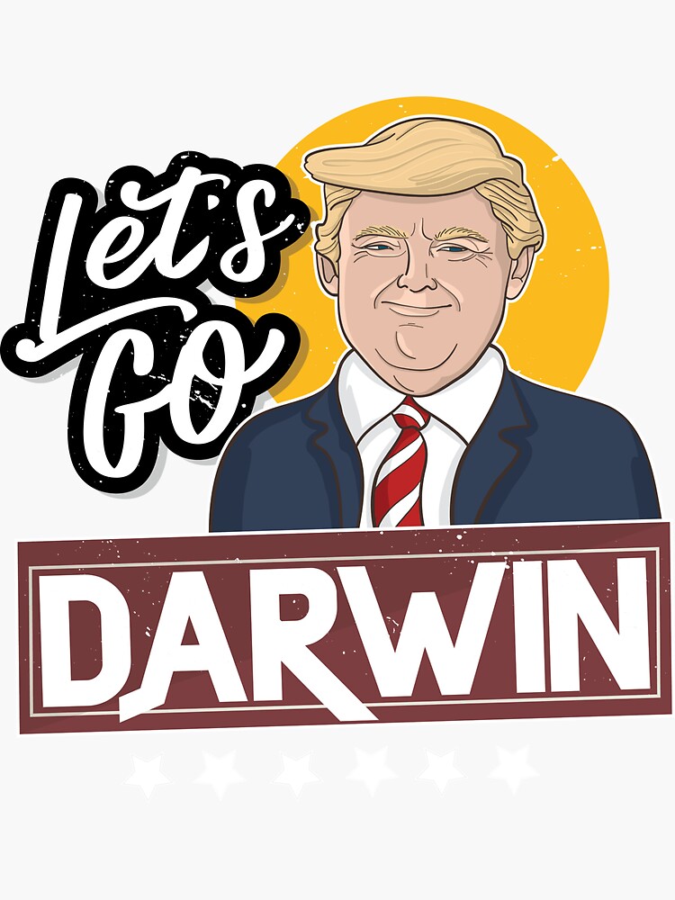 "Funny Lets Go Darwin Usa Flag Vintage Trump Political Memes" Sticker ...