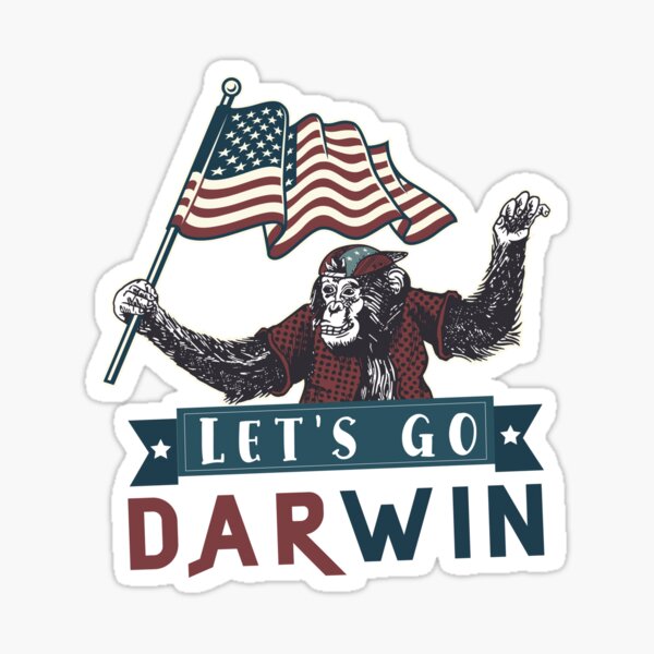 "Sarcastic Lets Go Darwin Usa Flag Vintage Funny Evolution" Sticker for ...