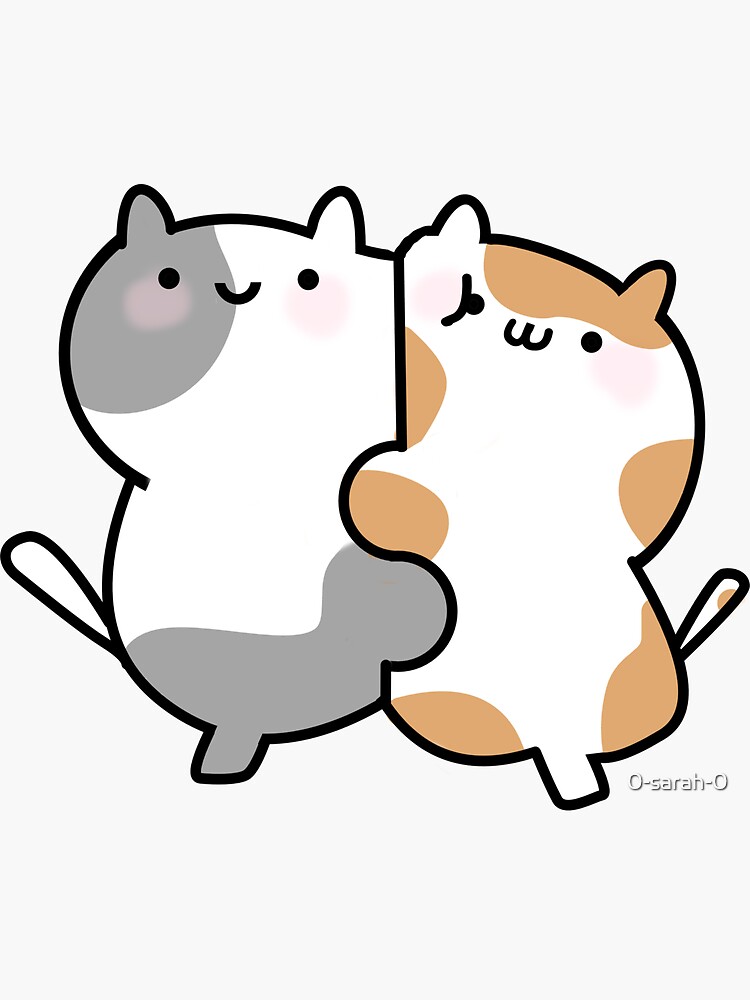 "2 cute cats hugging " Sticker for Sale by 0-sarah-0 | Redbubble