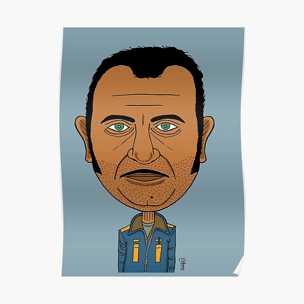 Poster « Portrait dessiné de Coluche. », par ericsintes | Redbubble