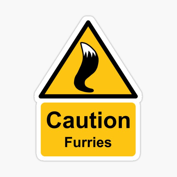 "Caution Furries (Orange)" Sticker for Sale by ThatMooGuy | Redbubble