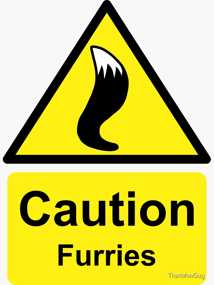 "Caution Furries (Yellow)" Sticker by ThatMooGuy | Redbubble