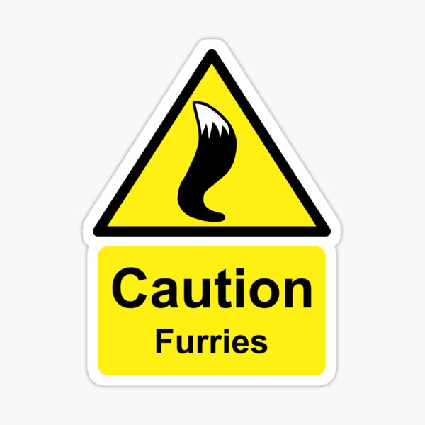 "Caution Furries (Yellow)" Sticker by ThatMooGuy | Redbubble