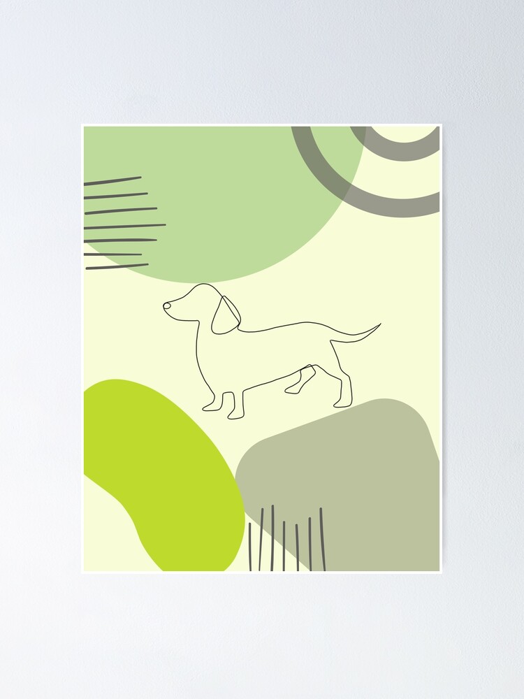 "Midcentury Modern One Line Dachshund Drawing" Poster by Banannon ...