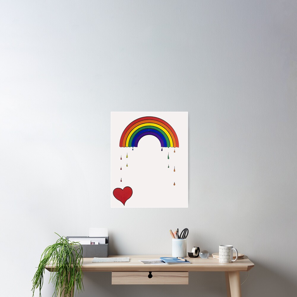 Póster «Un arco iris con un corazón recién pintado... Coloreado por ...