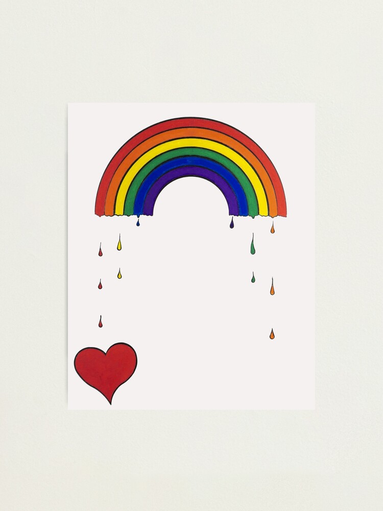Lámina fotográfica «Un arco iris con un corazón recién pintado ...