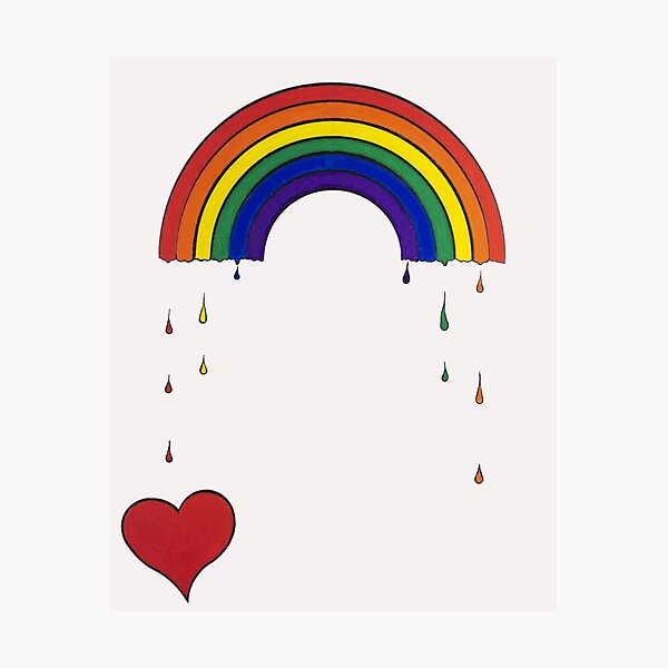 Lámina fotográfica «Un arco iris con un corazón recién pintado ...