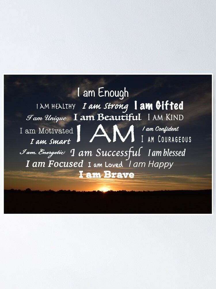 "I AM ... Word Cloud in the sunrise" Poster for Sale by cozmist | Redbubble