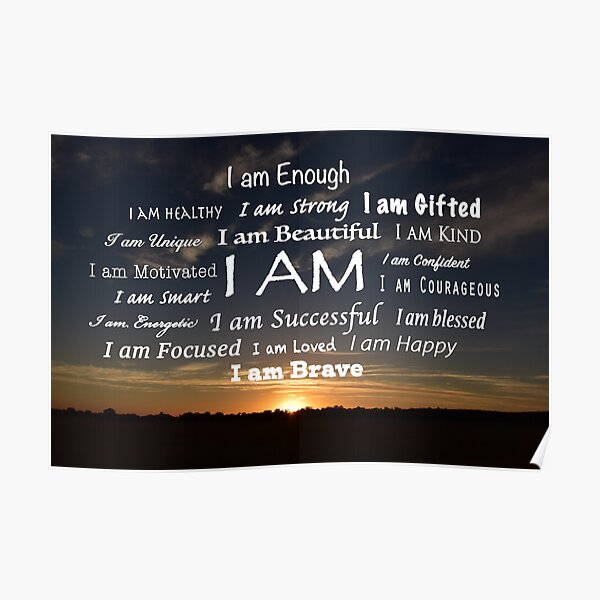 "I AM ... Word Cloud in the sunrise" Poster for Sale by cozmist | Redbubble