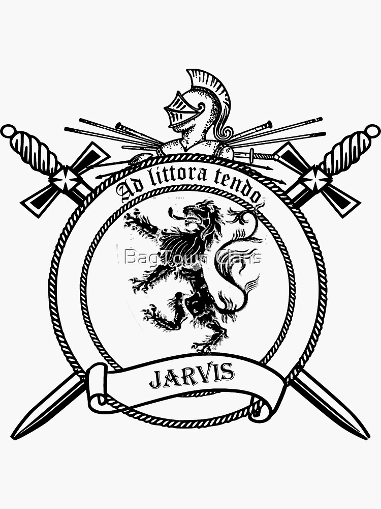 "Jarvis Surname family name last name motto crest" Sticker for Sale by ...