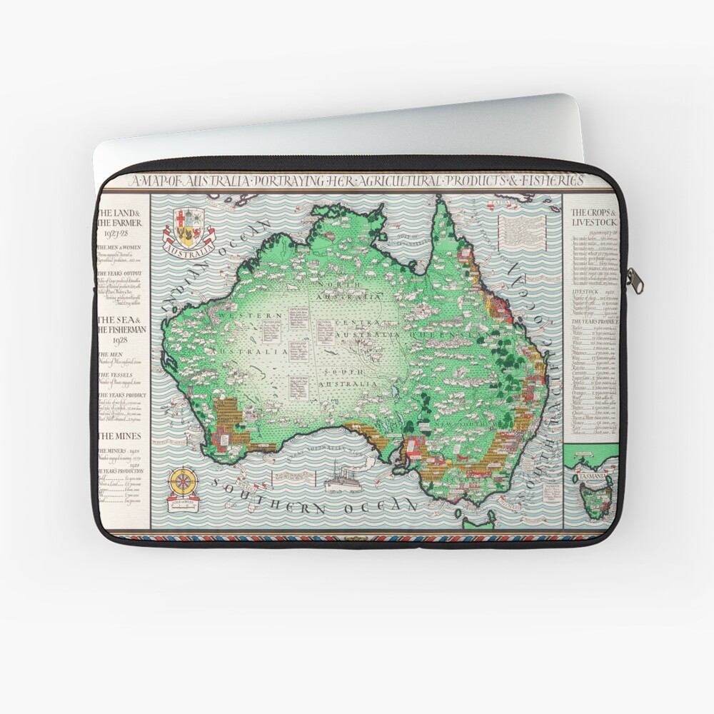 "Pictorial Map Print of Australia by MacDonald Gil (1930)." Sticker for ...