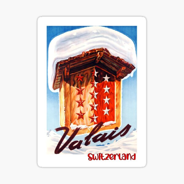 "Valais, Switzerland. Vintage Travel" Sticker for Sale by TeesbyLF ...