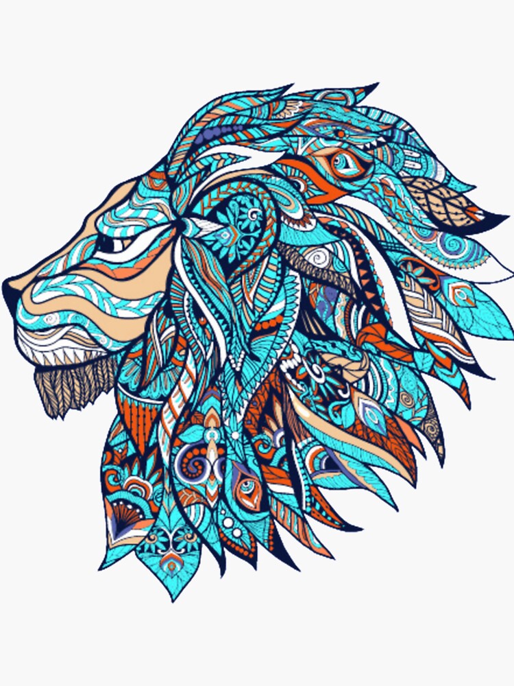 "Abstract Blue Lion, Art of Zoo, King of the Jungle Premium " Sticker ...