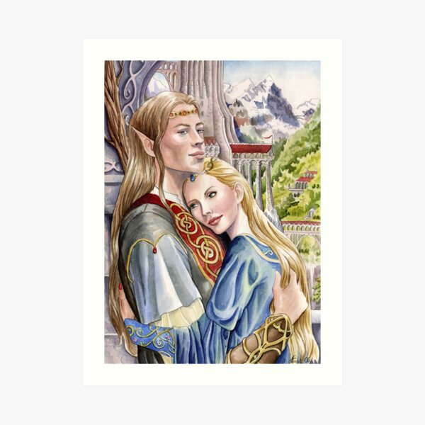 "Caught in the moment - elf and human romance" Art Print by ...