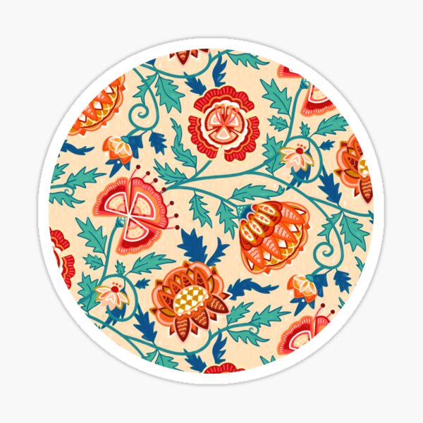 "Modern Indian Chintz - Vintage Hue" Sticker for Sale by TigaTiga ...
