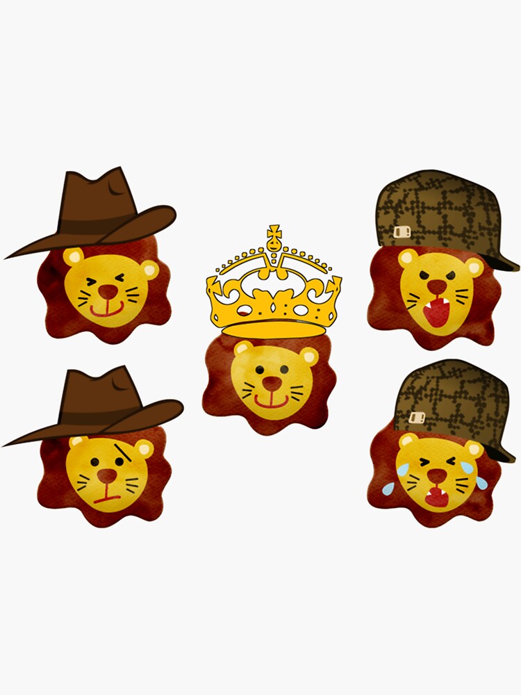 Pegatina «Paquete de cinco leones, león enojado, león llorando, león ...