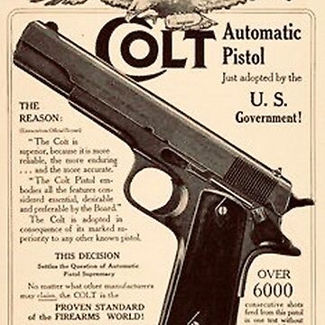 "colt pistol 1911 poster" Sticker for Sale by iconic-arts | Redbubble