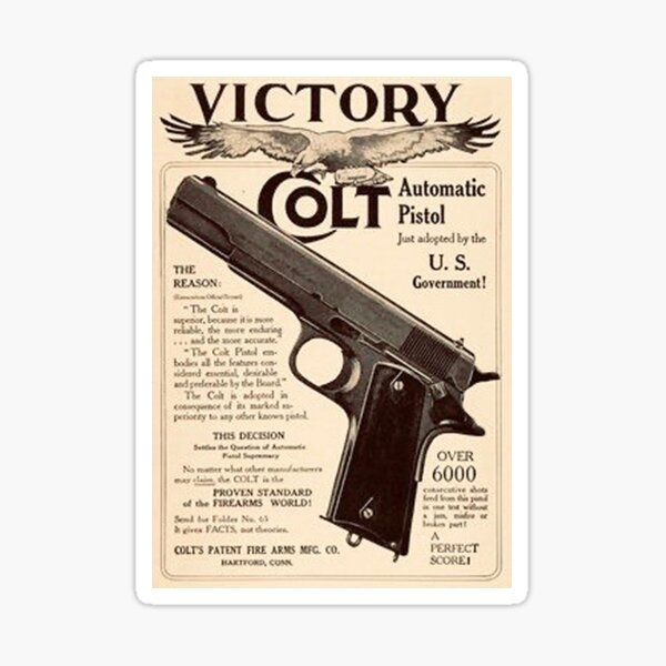 "colt pistol 1911 poster" Sticker for Sale by iconic-arts | Redbubble