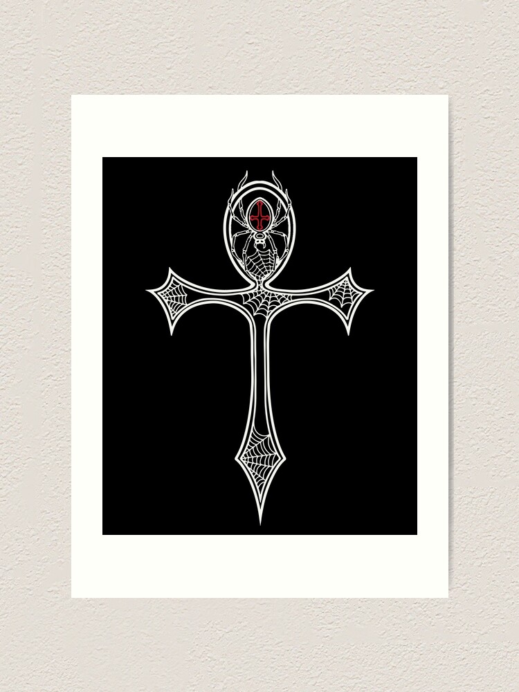 "Egyptian and Gothic Symbol Ankh With Cross Spider Goth" Art Print for ...