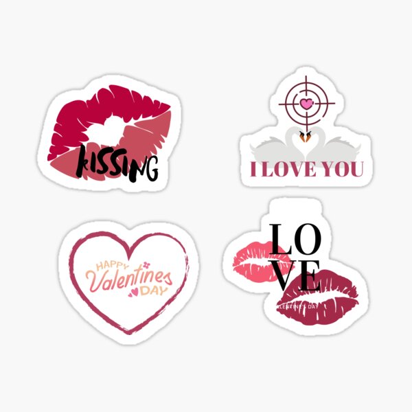"Valentine Day Ideas Heart Valentine's Day kissing sticker Sublimation ...