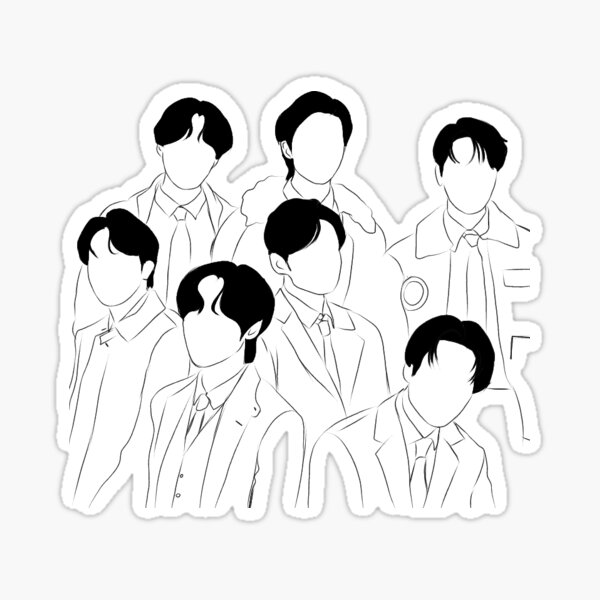 "BTS line art " Sticker for Sale by Rraagha | Redbubble