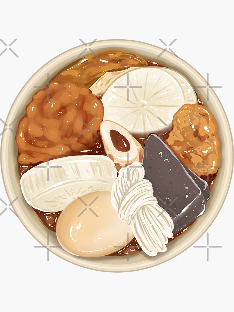 "Japanese Oden Bowl Watercolor Hand Drawing Food" Sticker for Sale by ...