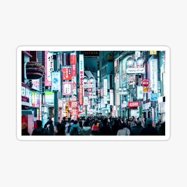 "Tokyo Japan Shibuya Urban Night Life Photography Street Scene" Sticker ...