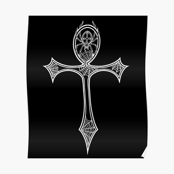 "Cross Spider in Egyptian and Gothic Symbol Ankh Goth" Poster by ...